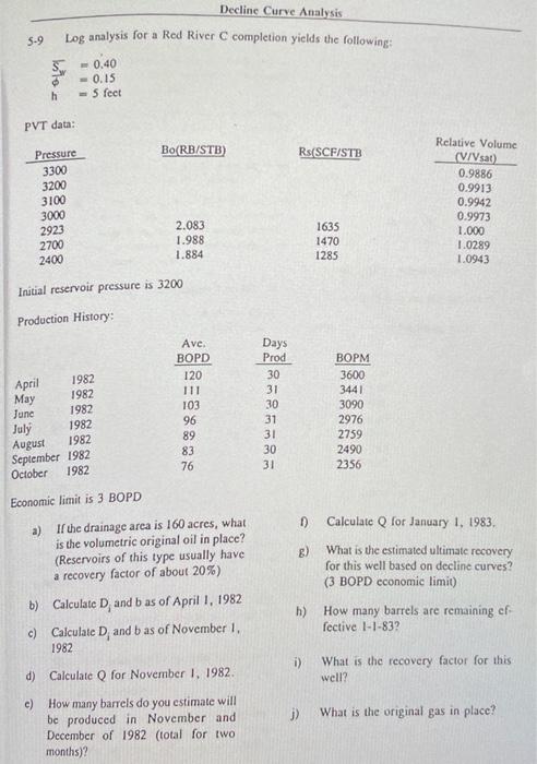 Solved 5-9 Log analysis for a Red River C completion yields | Chegg.com