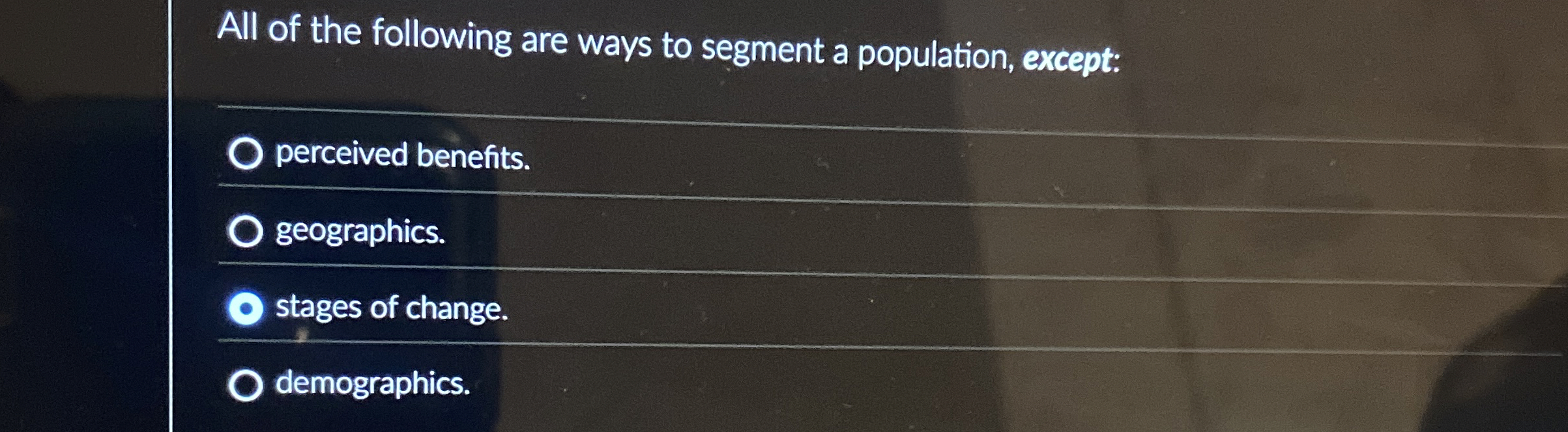 Solved All of the following are ways to segment a | Chegg.com
