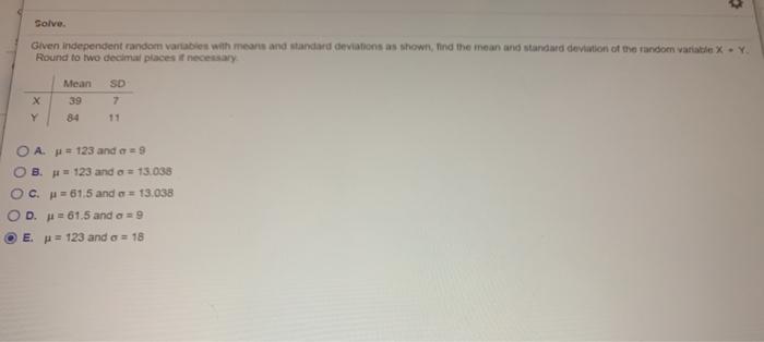 Solved Solve. Given independent random variables with means | Chegg.com