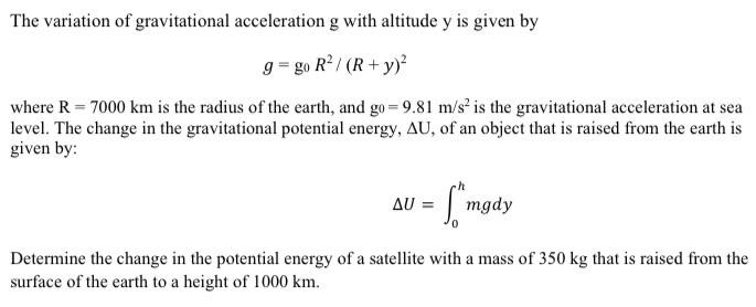 Solved The variation of gravitational acceleration g with | Chegg.com