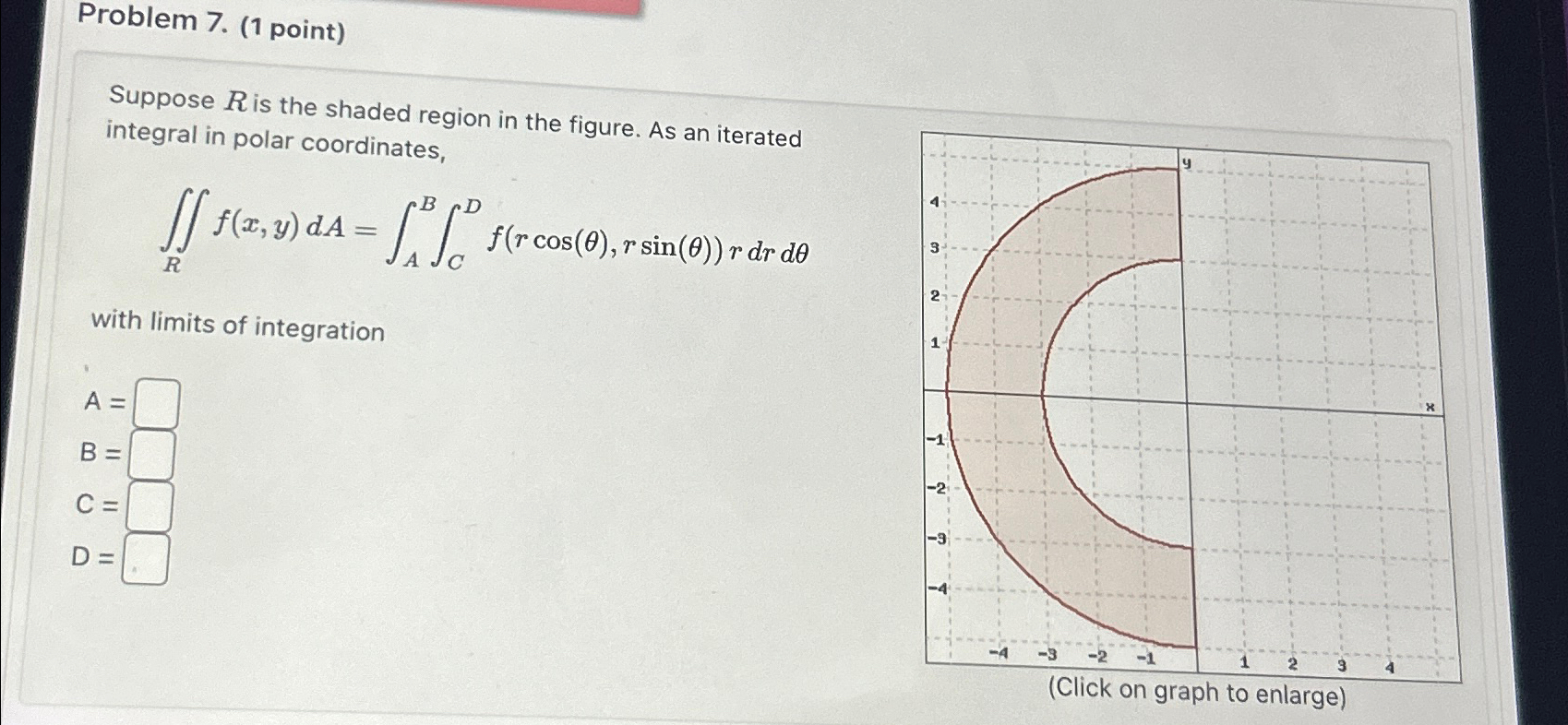 Solved Problem 7. (1 ﻿point)Suppose R ﻿is the shaded region | Chegg.com