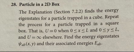 Solved Particle in a 2D BoxThe Explanation (Section 7.2.2) | Chegg.com