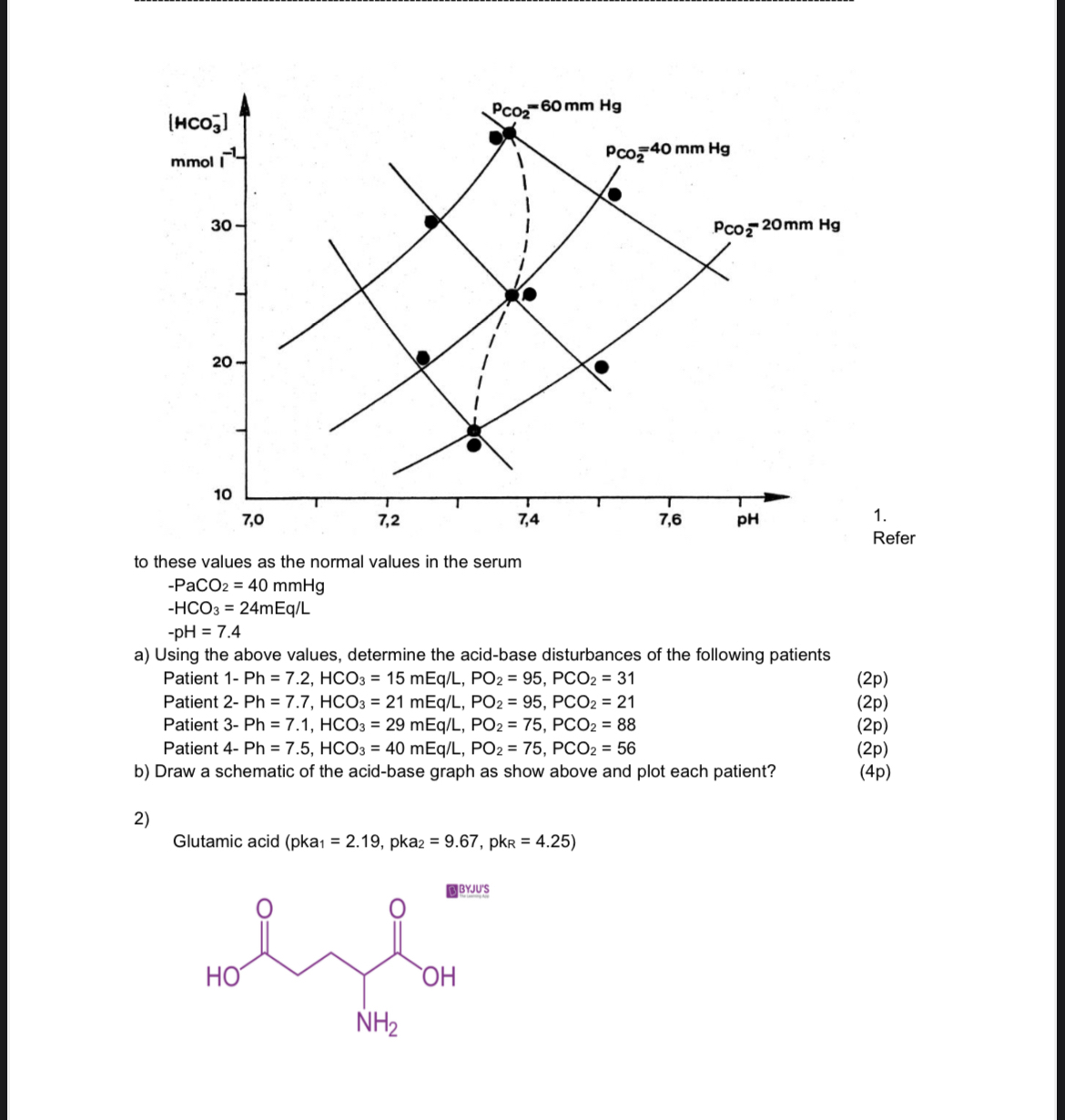 Referto these values as the normal values in the | Chegg.com