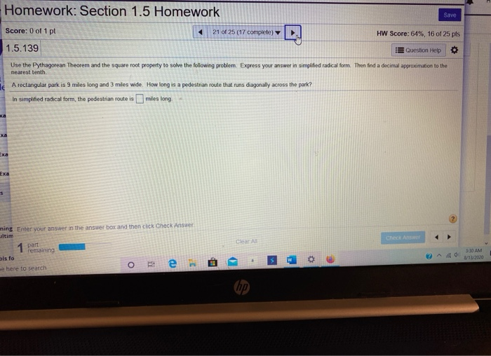Solved Homework Section 1 5 Homework Save Score 0 Of 1 Pt