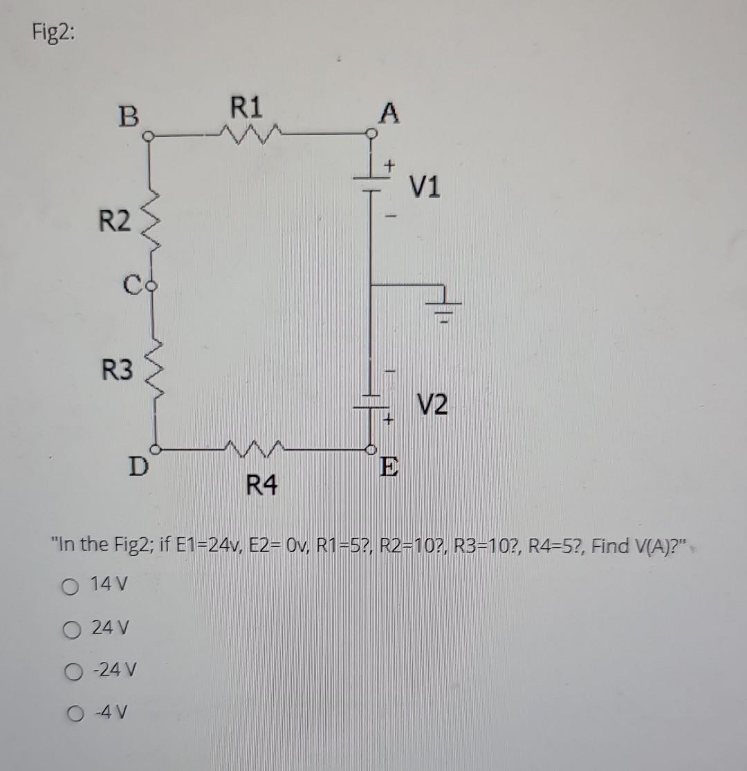 Solved "In the Fig2; if E1=24v,E2=0v,R1=5 ?, | Chegg.com