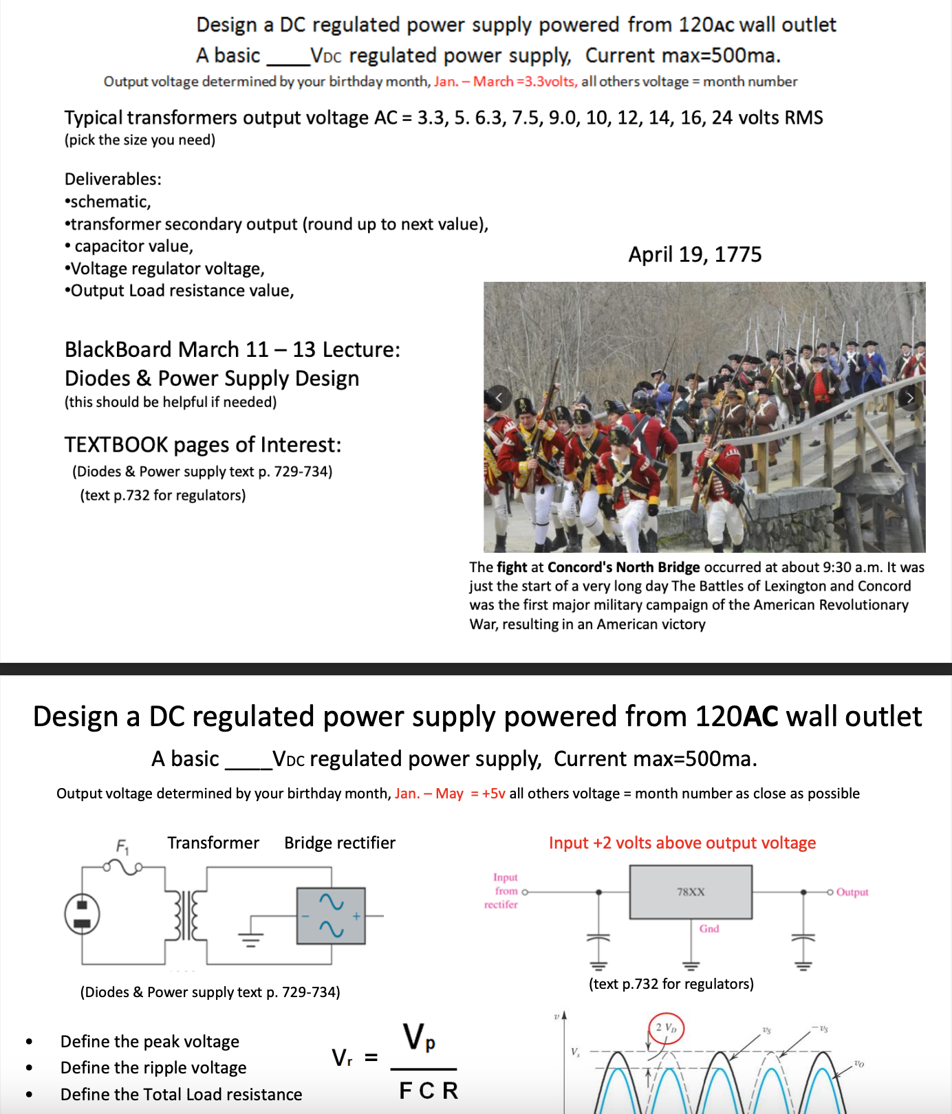 Design a DC regulated power supply powered from 120AC | Chegg.com