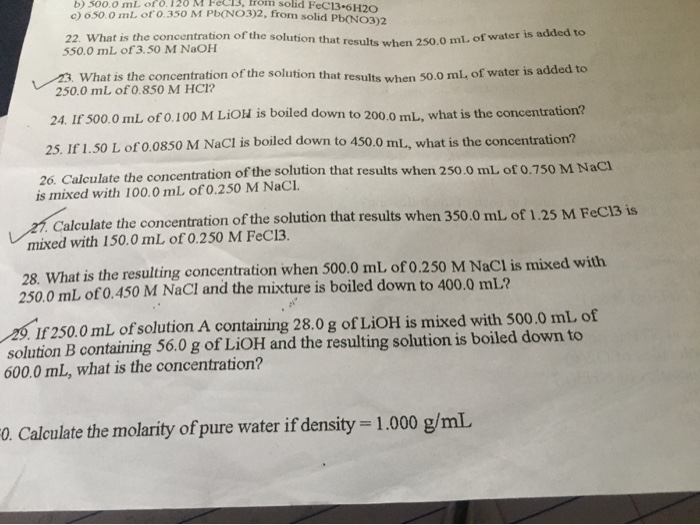 Solved b) 300 ml of 0.120 M FeCl3, from solid FeCl3.6HD 0.0 | Chegg.com