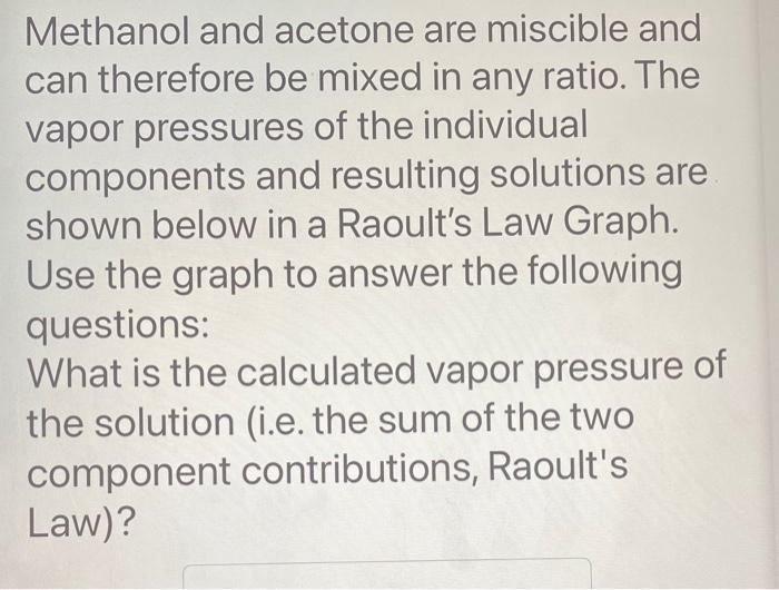Solved Methanol and acetone are miscible and can therefore | Chegg.com