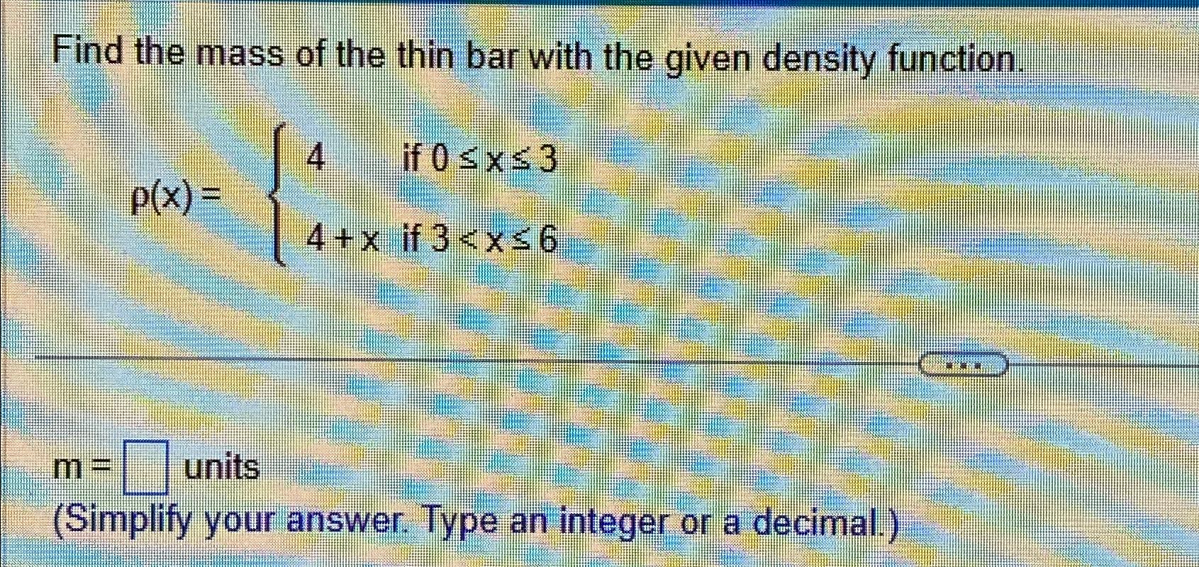 Solved Find the mass of the thin bar with the given density | Chegg.com