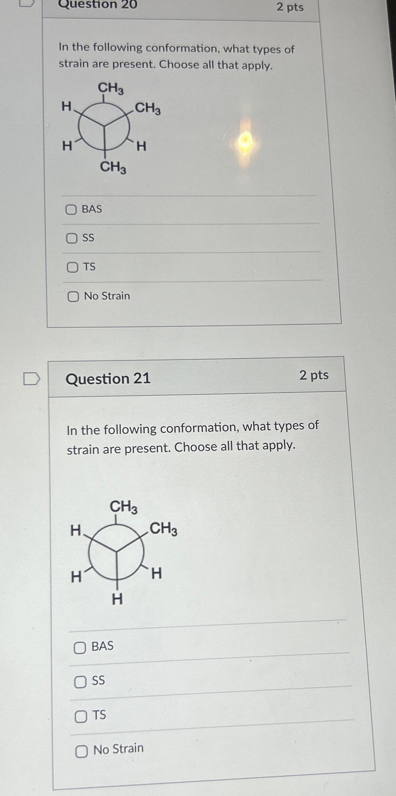 Solved Question 202 ﻿ptsIn the following conformation, what | Chegg.com