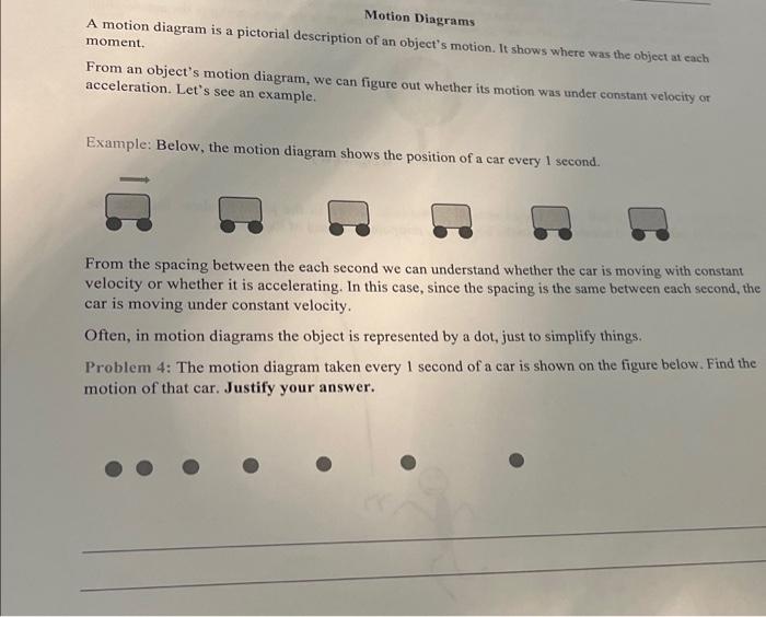 Solved Motion Diagrams A motion diagram is a pictorial | Chegg.com