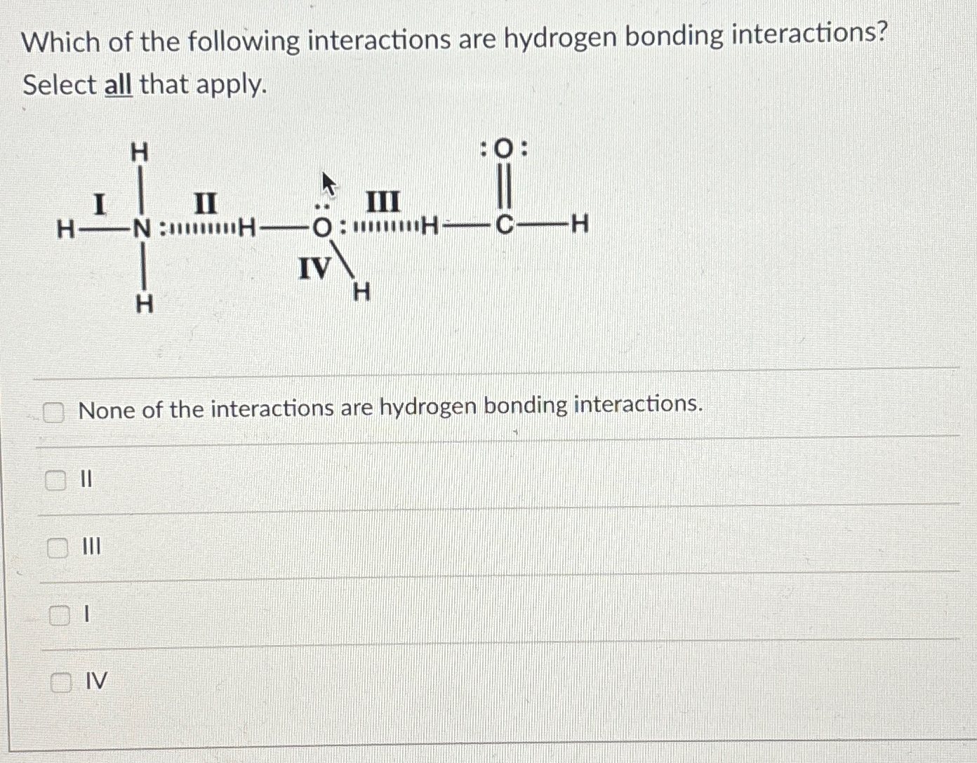 Solved Which of the following interactions are hydrogen | Chegg.com