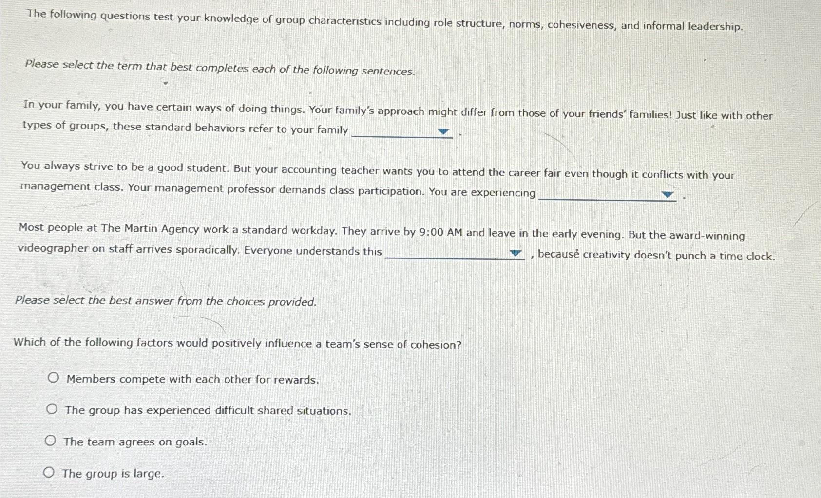 Solved The following questions test your knowledge of group | Chegg.com