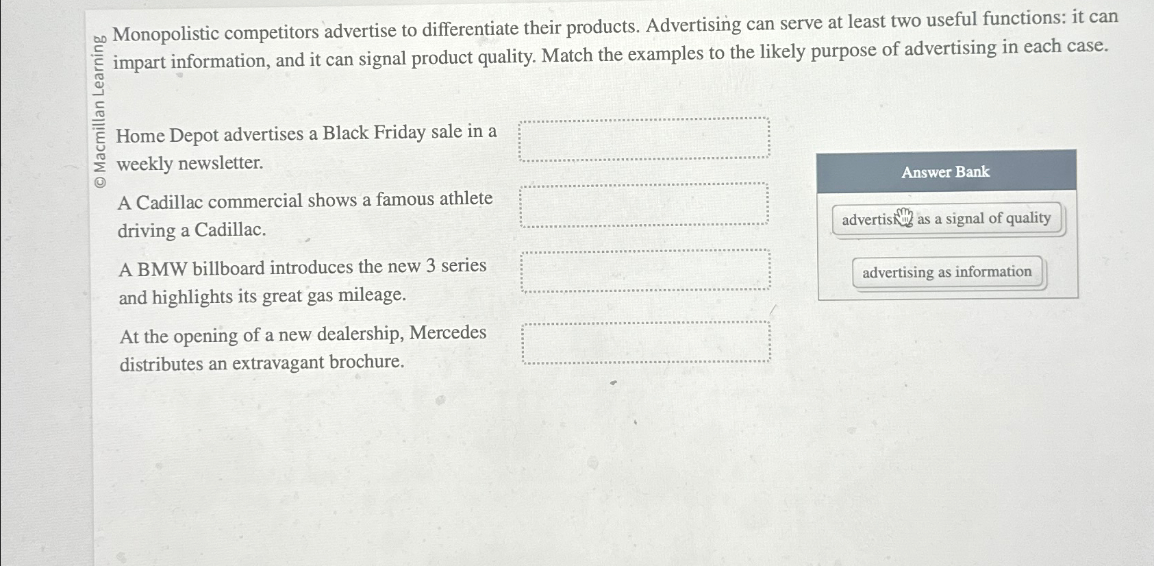 Solved impart information, and it can signal product | Chegg.com