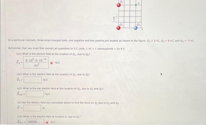 Solved At a particular moment, three small charged balls, | Chegg.com