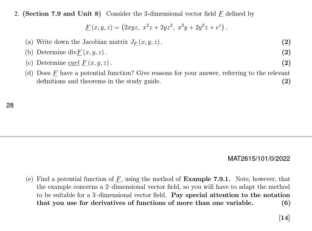 Solved 2. (Section 7.9 and Unit 8) Consider the | Chegg.com