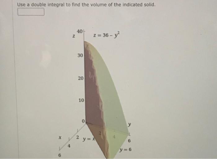 Solved Use a double integral to find the volume of the | Chegg.com