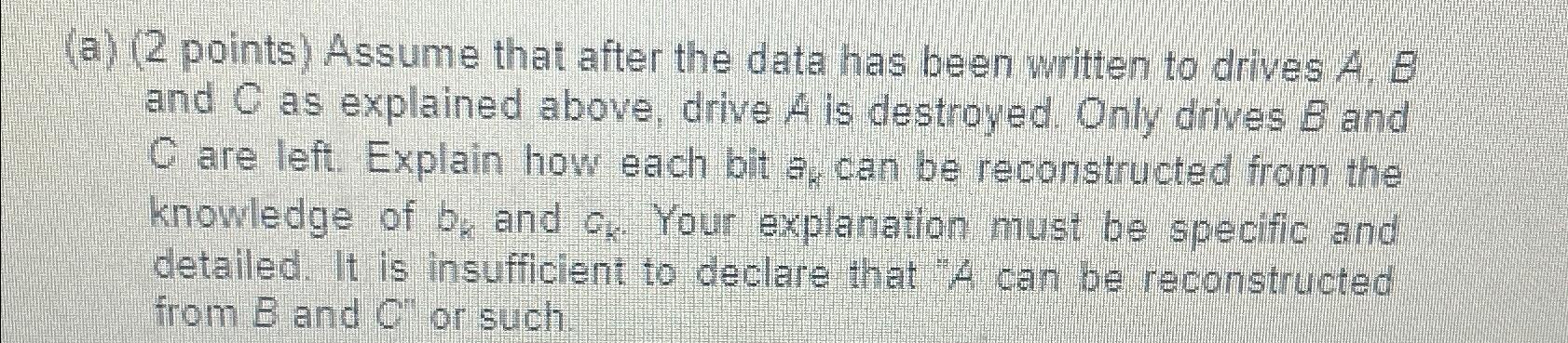 Solved (a) (2 ﻿points) ﻿Assume that after the data has been | Chegg.com