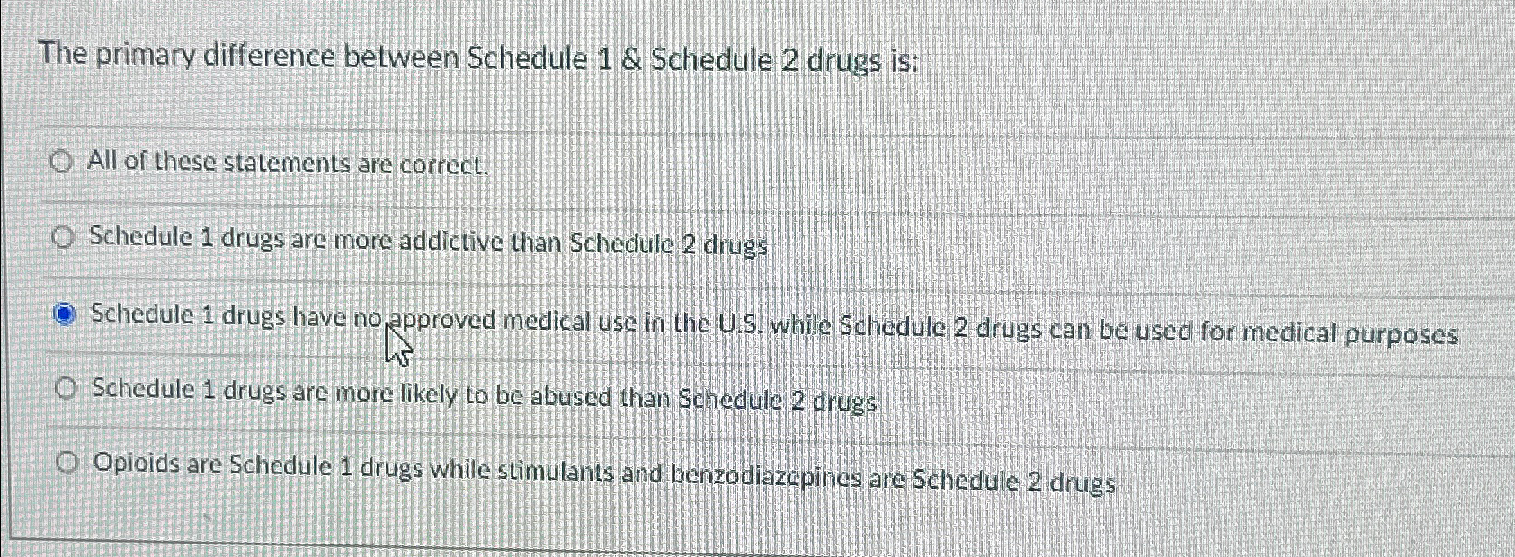 Solved The primary difference between Schedule 1 ﻿& schedule | Chegg.com