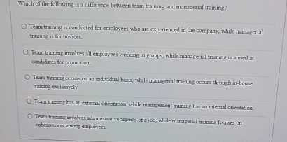 Solved Which of the following is a difference between team | Chegg.com