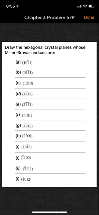 Solved 8:55 Chapter 3 Problem 57P Done Draw the hexagonal | Chegg.com