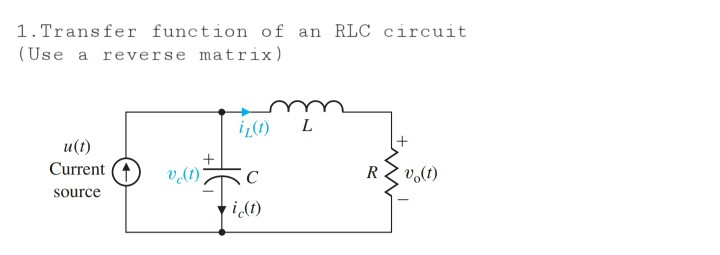 Solved 1. Transfer function of an RLC circuit (Use a reverse | Chegg.com