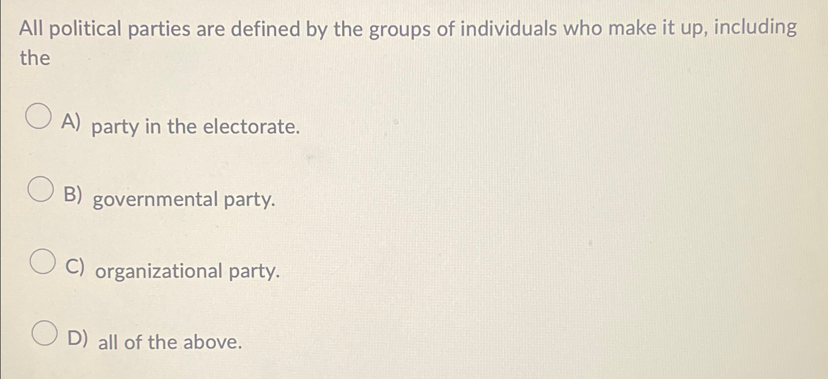 Solved All political parties are defined by the groups of | Chegg.com