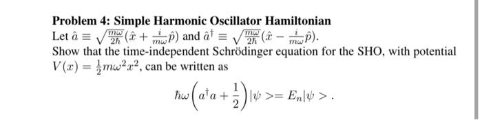 Solved Problem 4: Simple Harmonic Oscillator Hamiltonian Let | Chegg.com