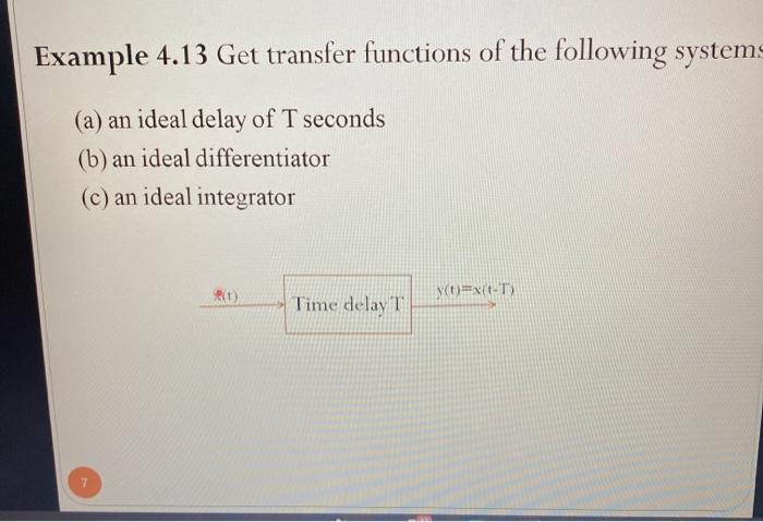 Solved Example 4.13 Get transfer functions of the following | Chegg.com