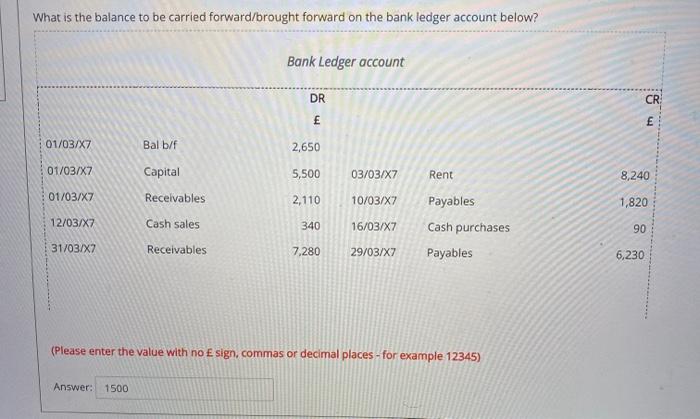 Solved What is the balance to be carried forward/brought | Chegg.com
