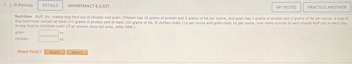 Solved ef dog foce to minimite cost? (it an aviser does not | Chegg.com