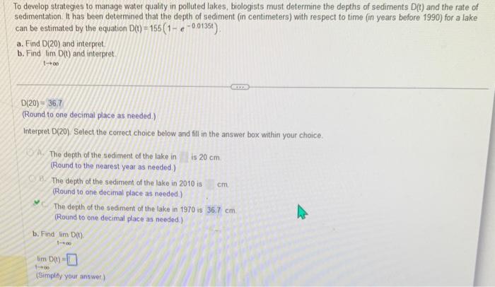 Solved To develop strategies to manage water quality in | Chegg.com