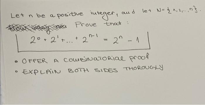 Solved Let n be a positive integer, and let N={N,2,…,n}. Qex | Chegg.com Solved Let n be a positive integer, and let N={N,2,…,n}. Qex | Chegg.com