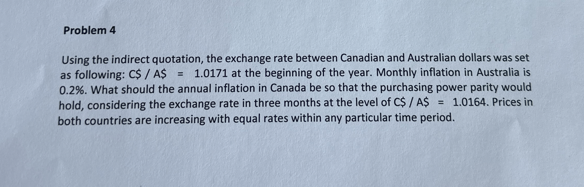 Solved by an EXPERT Problem 4Using the indirect quotation, the exchange ...