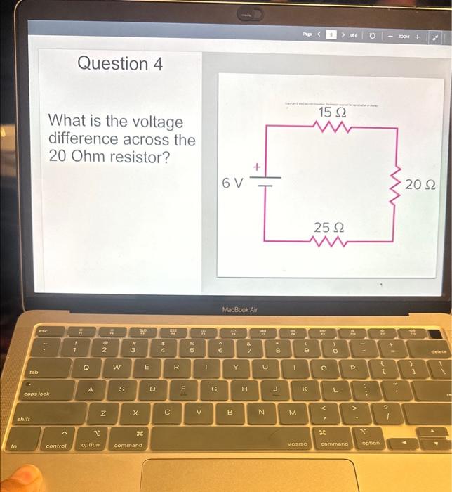 Solved What is the voltage difference across the 20 Ohm | Chegg.com