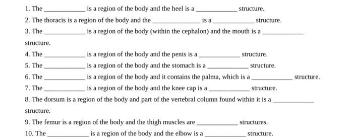 Solved 1. The is a region of the body and the heel is a | Chegg.com