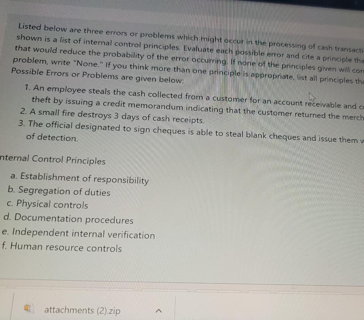 Solved Listed below are three errors or problems which might | Chegg.com