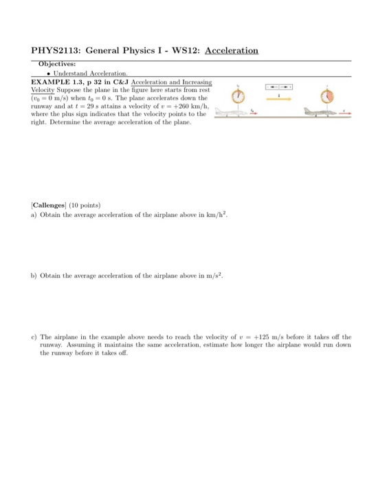Solved Phys2113 General Physics I Ws12 Acceleration Chegg