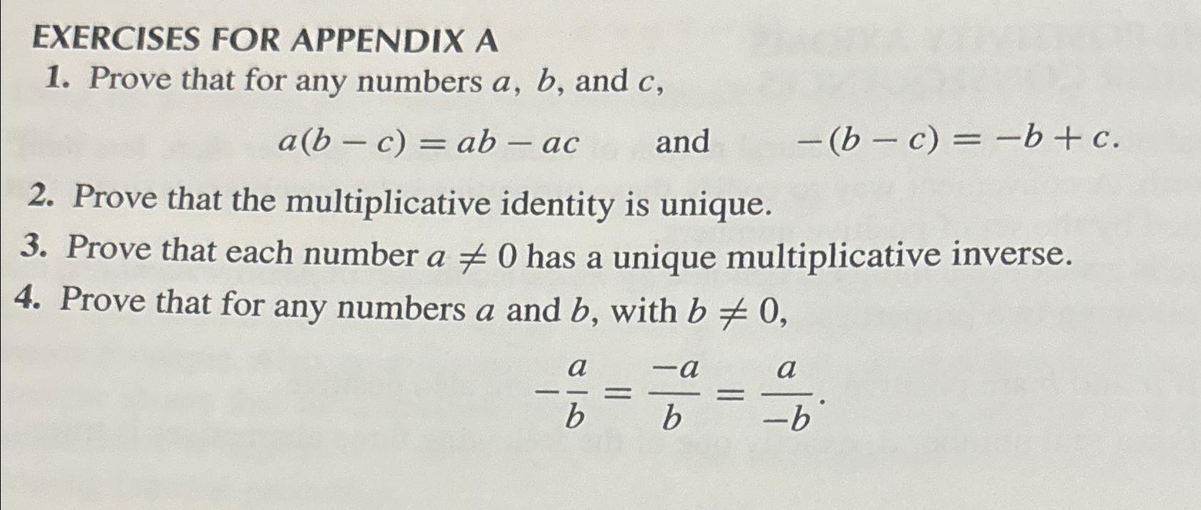 Solved EXERCISES FOR APPENDIX AProve that for any numbers | Chegg.com