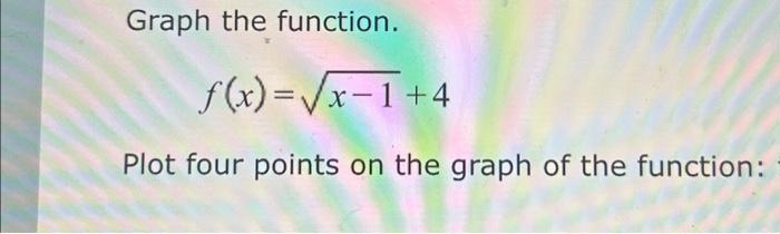 Solved Graph The Function F X √√√x 1 4 Plot Four Points On