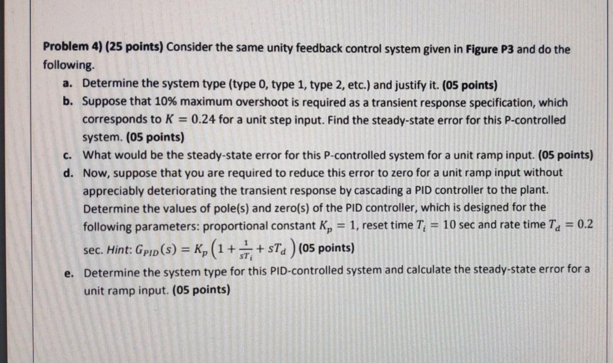 Solved Problem 4) (25 points) Consider the same unity | Chegg.com