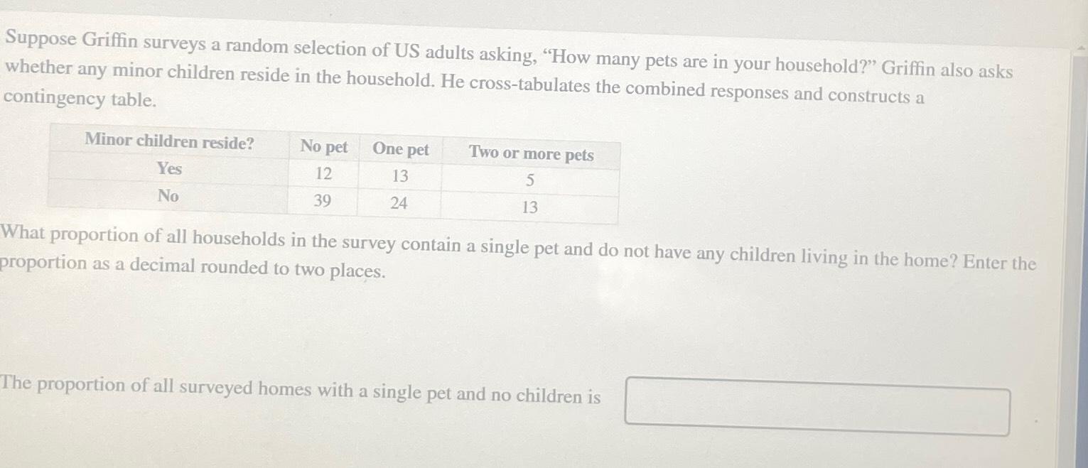 Solved Suppose Griffin surveys a random selection of US | Chegg.com