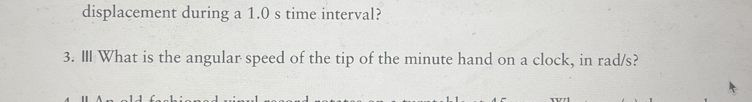 Solved displacement during a 1.0 ﻿s time interval?3. ﻿III | Chegg.com
