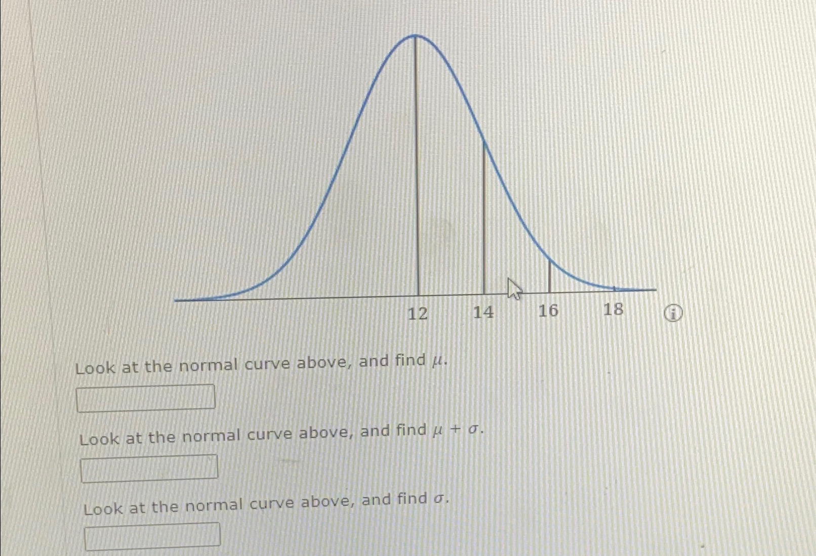 Solved Look at the normal curve above, and find μ.Look at | Chegg.com