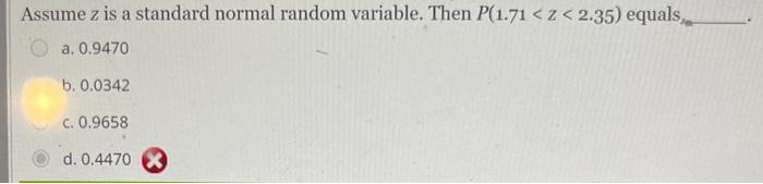 Solved Assume z is a standard normal random variable. Then | Chegg.com
