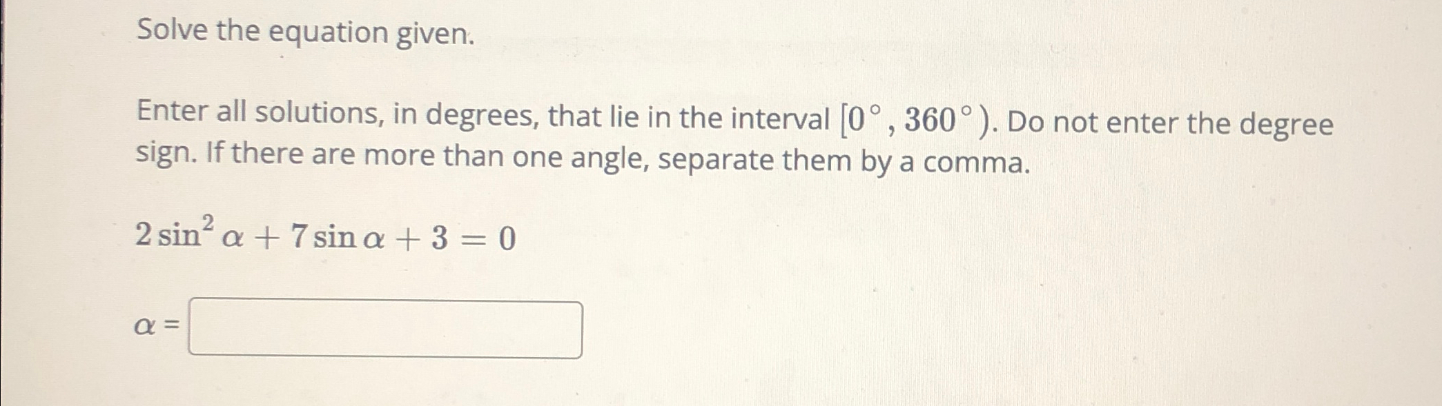 Solved Solve the equation given.Enter all solutions, in | Chegg.com