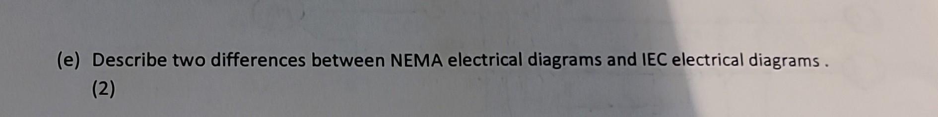 Solved (e) Describe two differences between NEMA electrical | Chegg.com