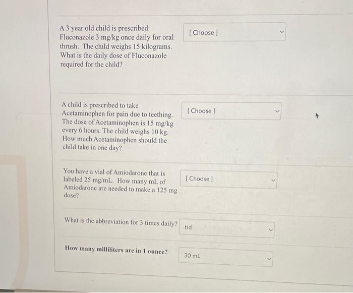 Solved Match the following calculation problems with their | Chegg.com