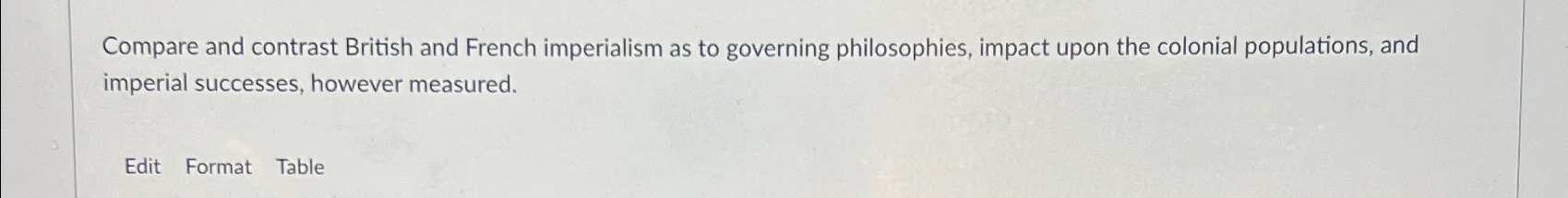 Solved Compare and contrast British and French imperialism | Chegg.com