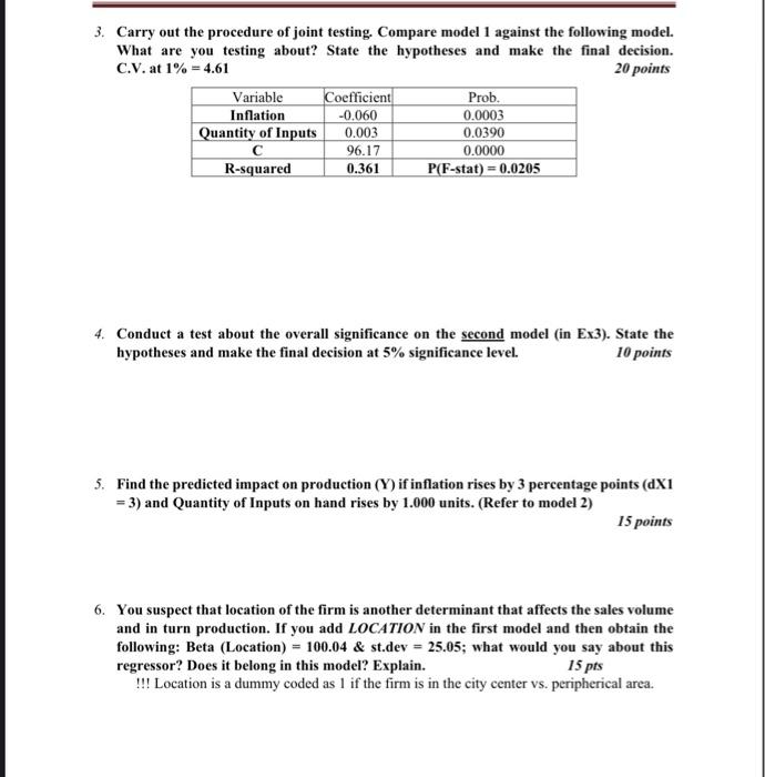 Solved 3. Carry out the procedure of joint testing. Compare | Chegg.com